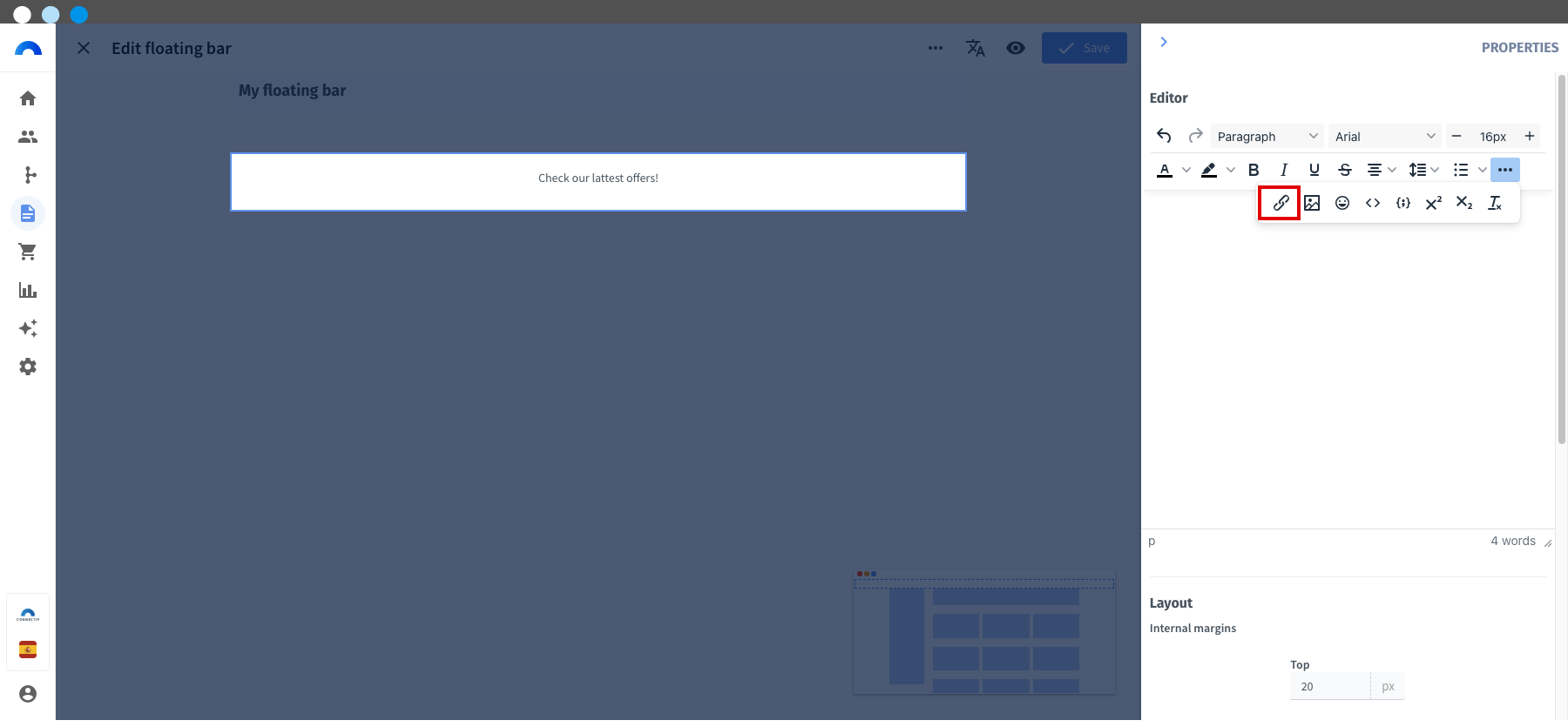 How to insert a Floating Bar in your website – Help Center