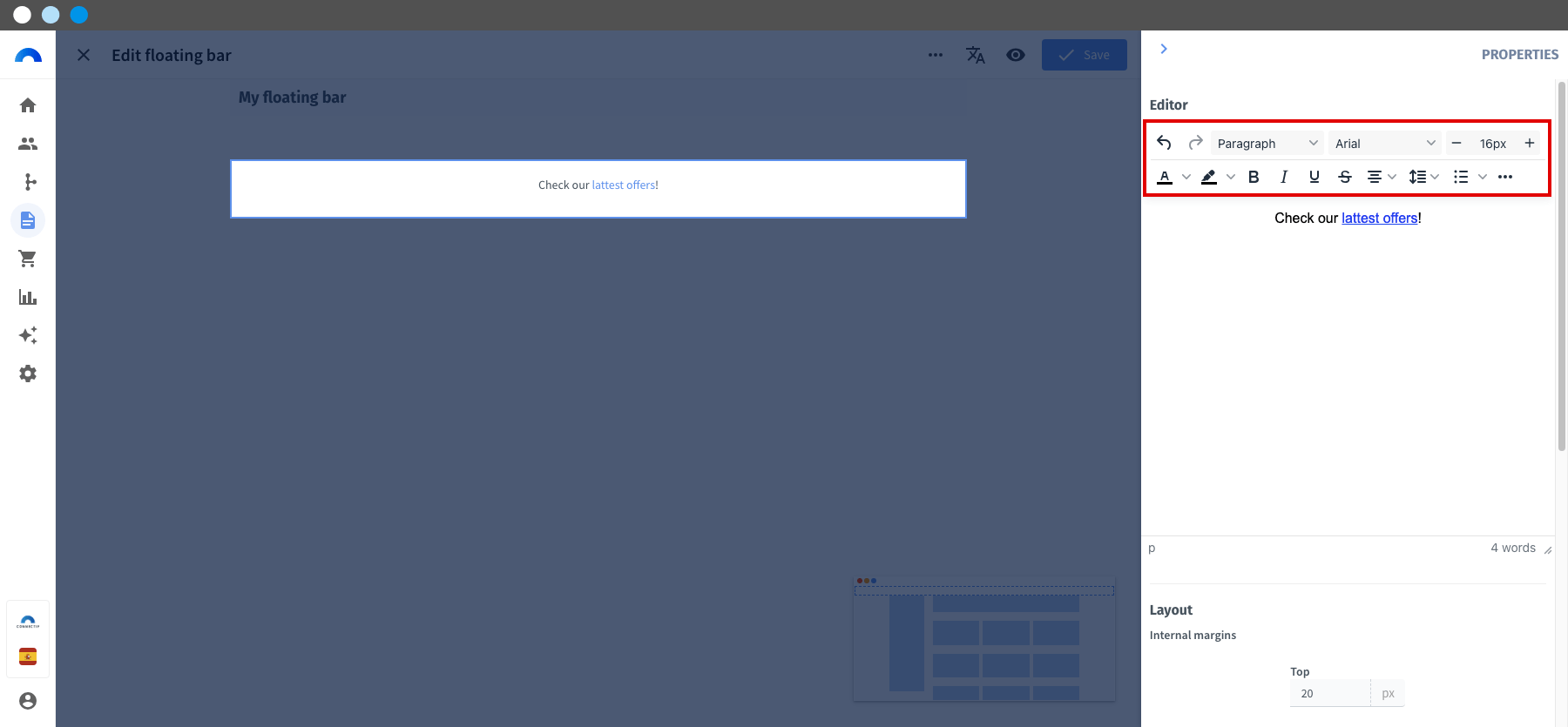 How to insert a Floating Bar in your website – Help Center