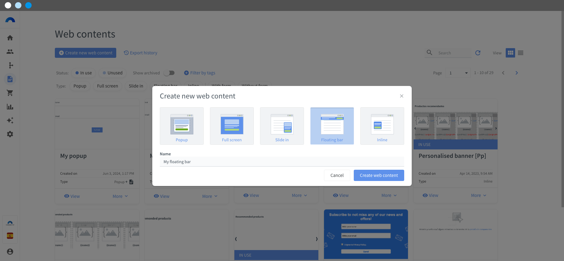 How to insert a Floating Bar in your website – Help Center