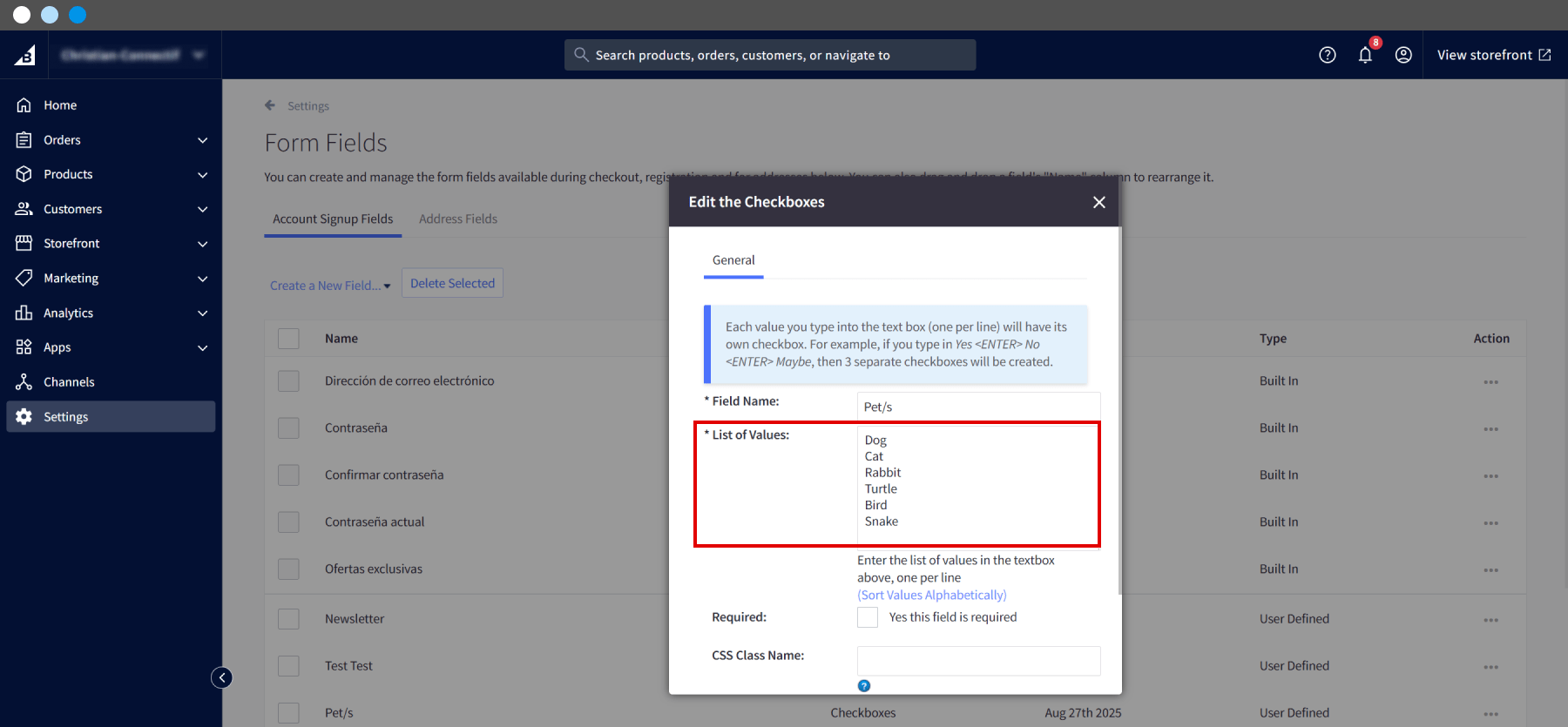 Configure checkbox Form Fields from BigCommerce – Help Center