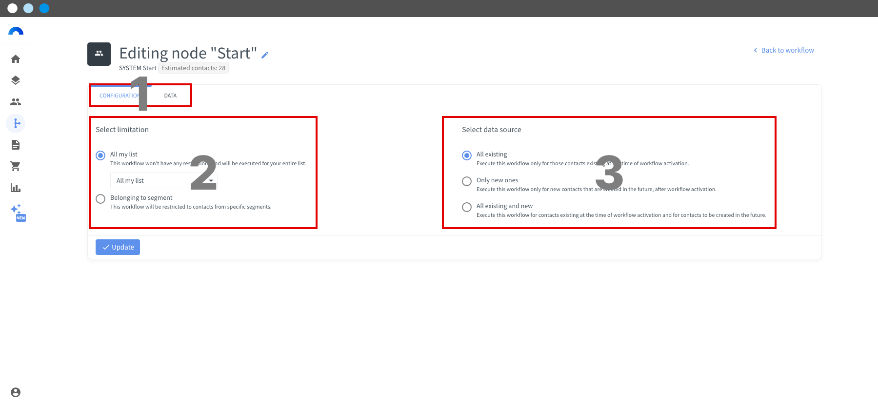 "Start" node – Help Center