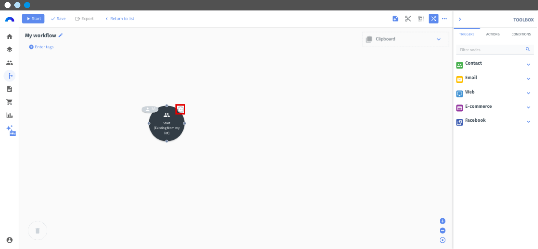 "Start" node – Help Center
